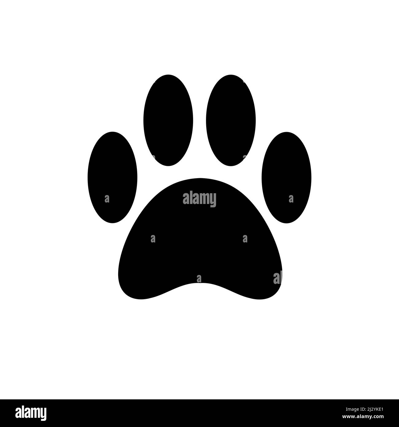 Vector black flat cartoon cad dog paw step foot print isolated on white ...