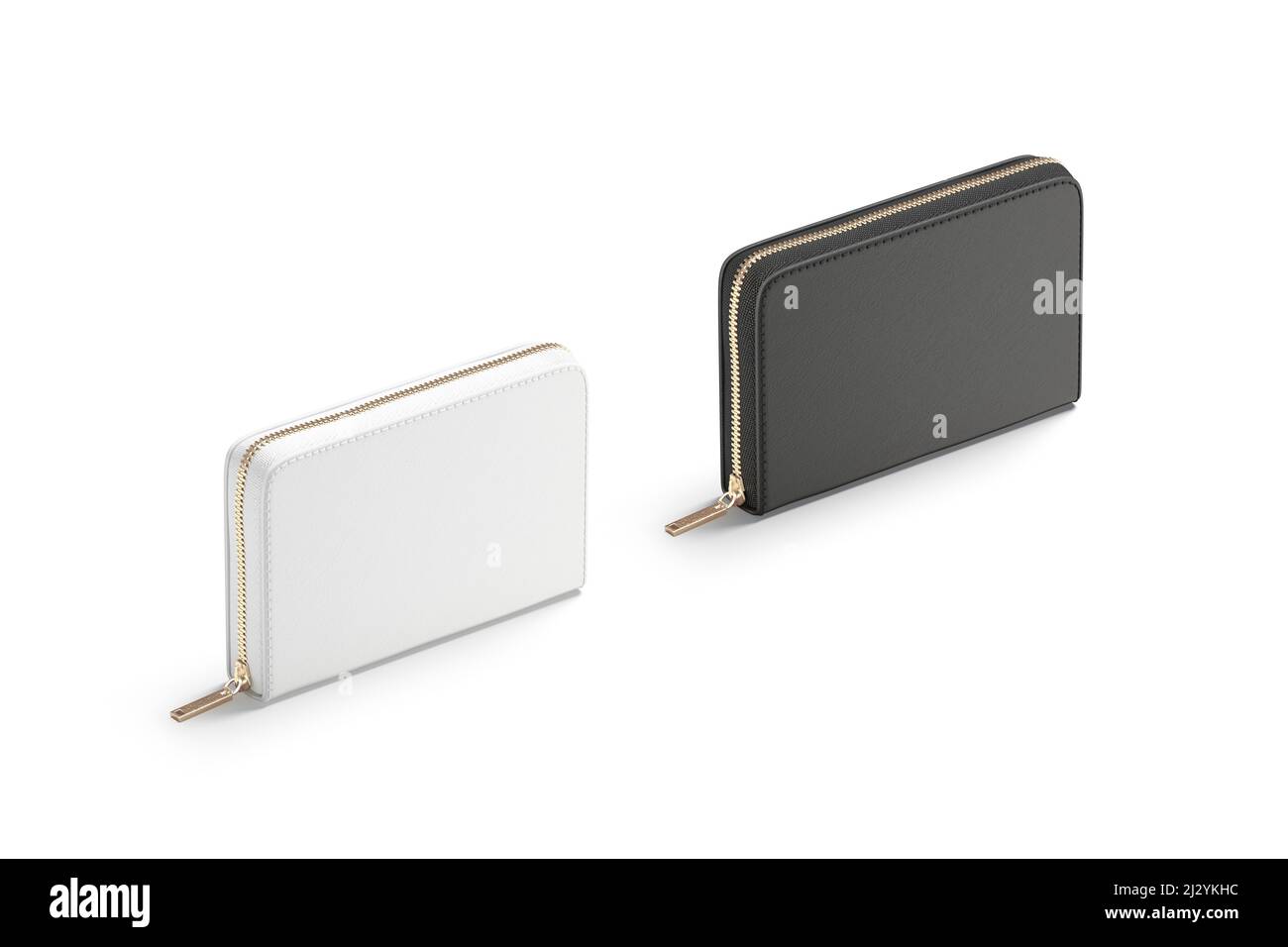 Blank black and white small money wallet mockup, side view Stock Photo ...