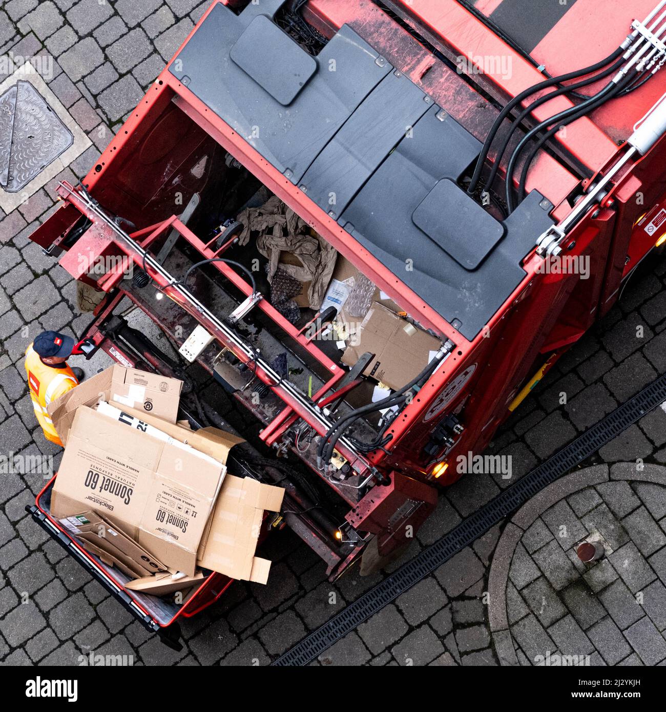 Epsom Surrey London UK, April 04 2022, Biffa Red Refuse Truck Or Lorry ...
