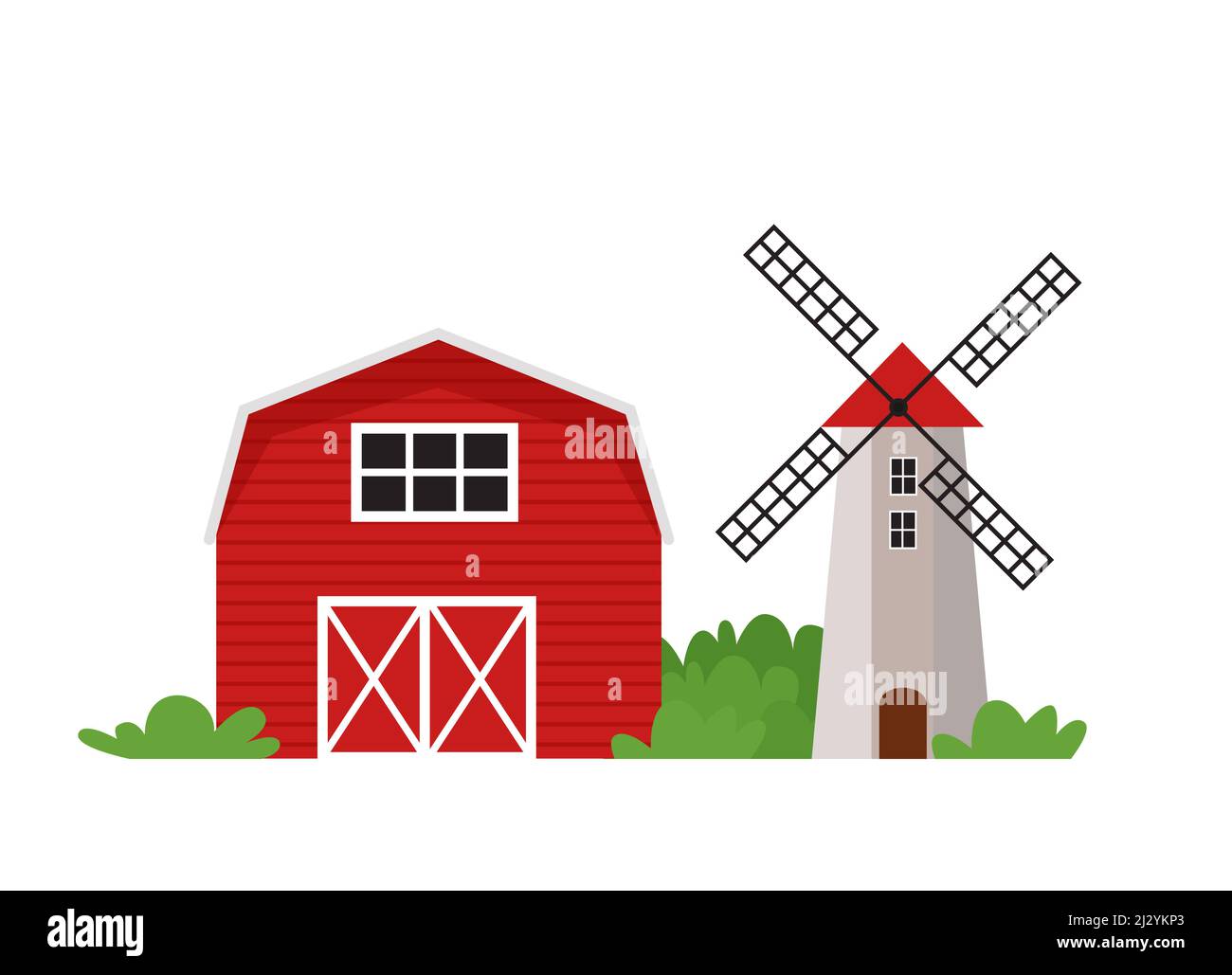 Farm and windmill in flat style isolated on white background Eps 10 ...