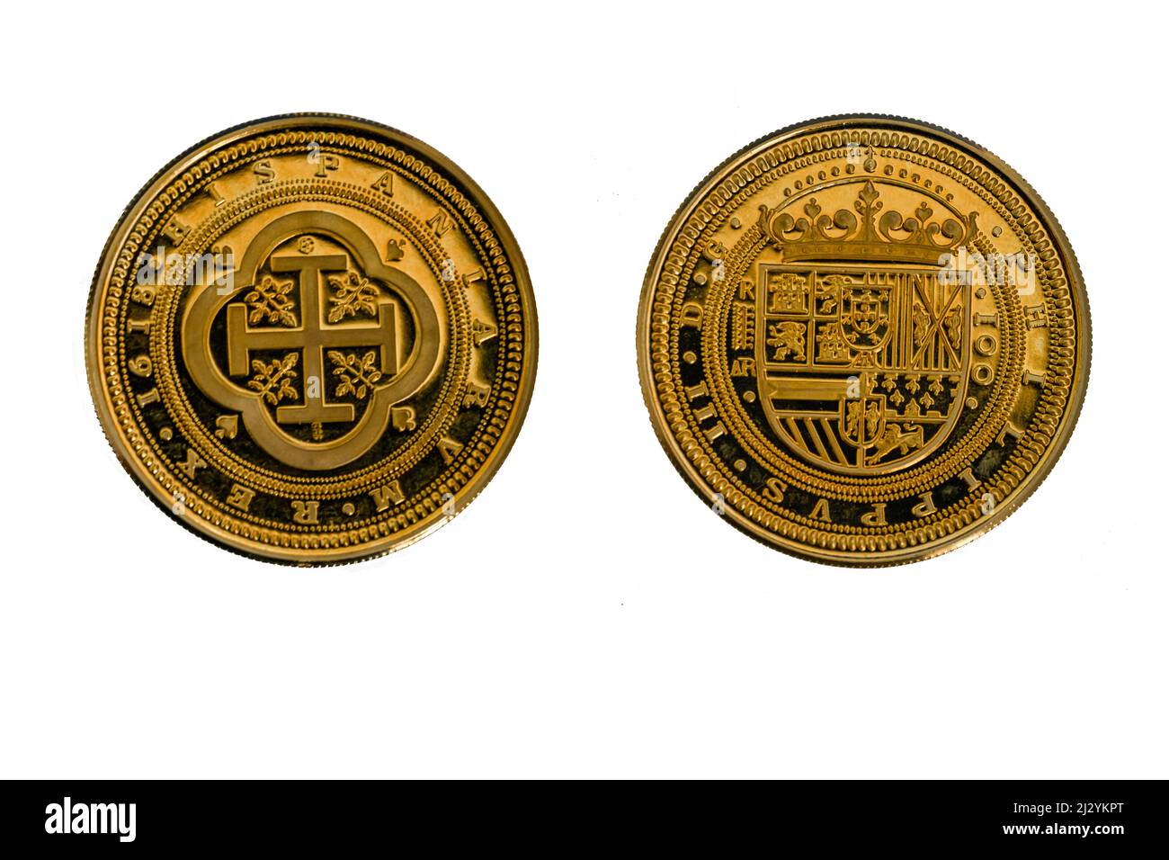 Spanish coin - 100 gold shields of Philip III Stock Photo - Alamy