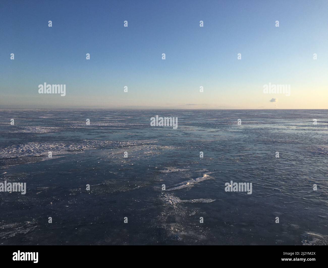 The frozen coast of the Gulf of Finland with a bizarre form of ice ...