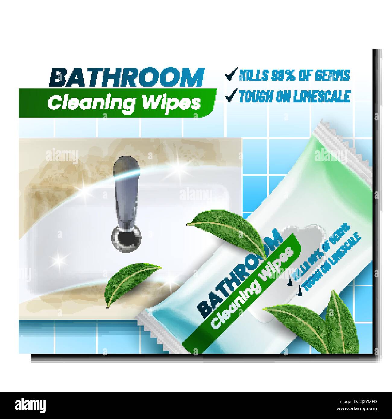 Bathroom Cleaning Wipes Promotion Poster Vector Stock Vector Image ...