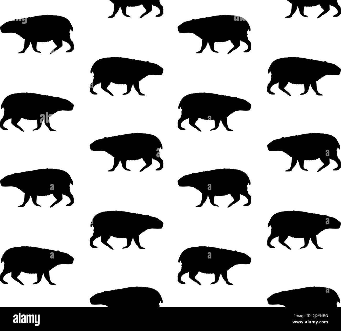 Vector seamless pattern of black capybara silhouette isolated on white ...