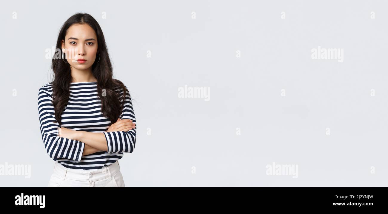 Lifestyle, people emotions and casual concept. Angry disappointed woman ...