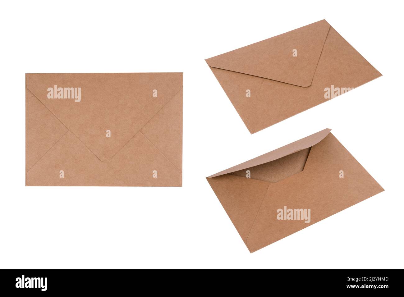 Brown kraft paper envelope front and back isolated on white background ...