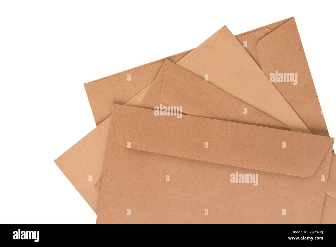 Set of brown kraft paper envelopes with clipping path of different ...