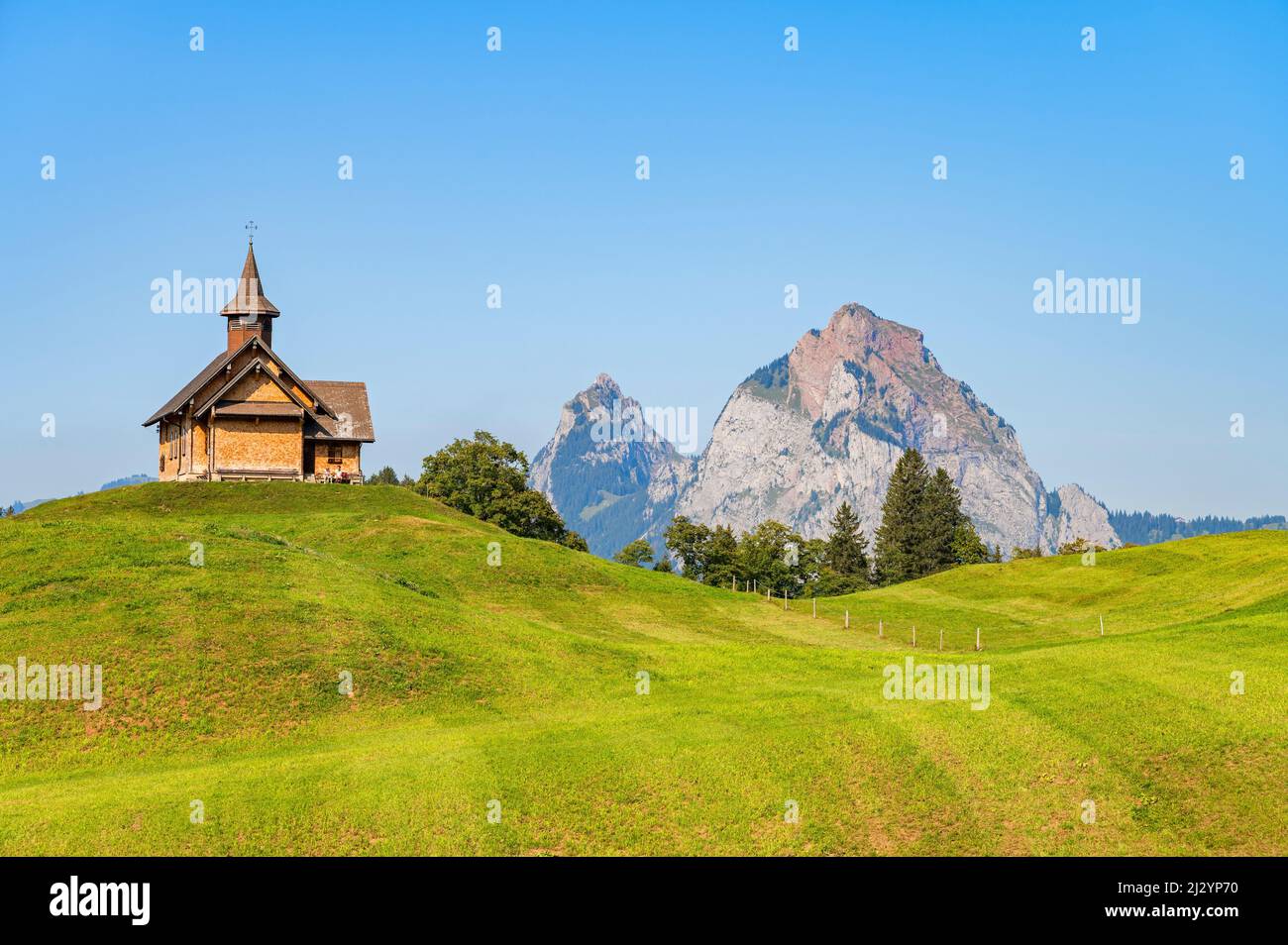 Stoos mountain chapel in the mountain village of Stoos with a view to ...