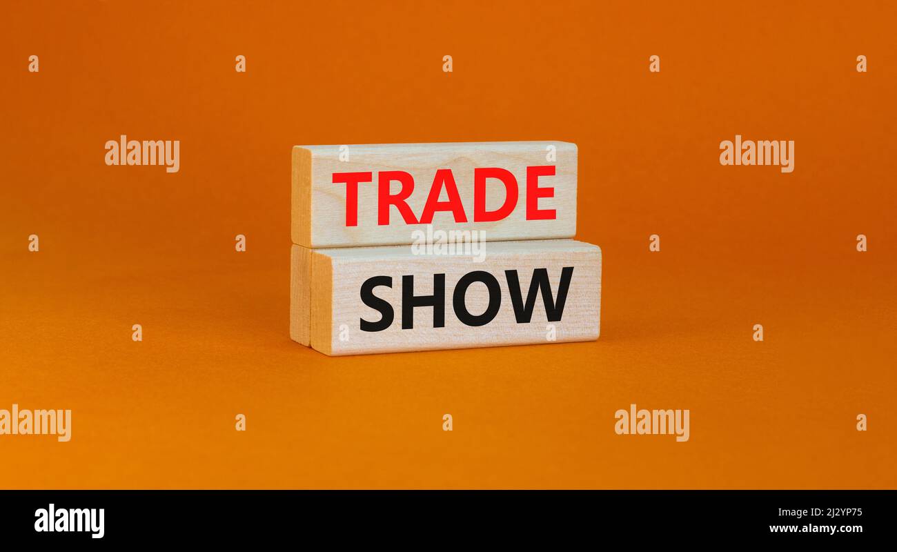 Trade show symbol. Wooden blocks with concept words Trade show on ...