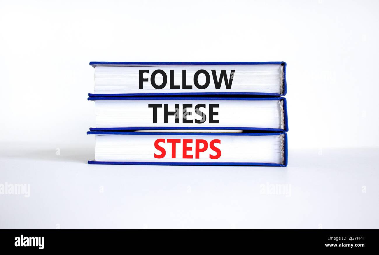 Follow these steps symbol. Concept words Follow these steps on books ...