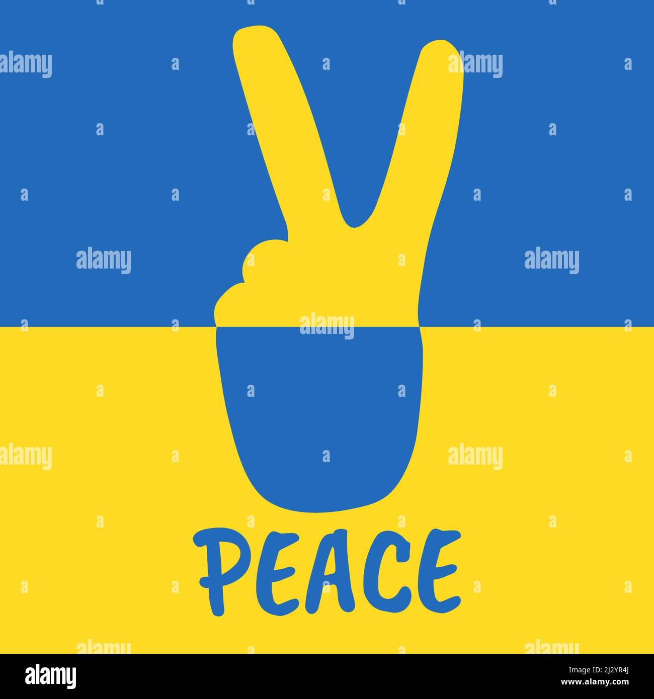 Peace concept poster with hand gesture of victory and peace. Ukraine ...