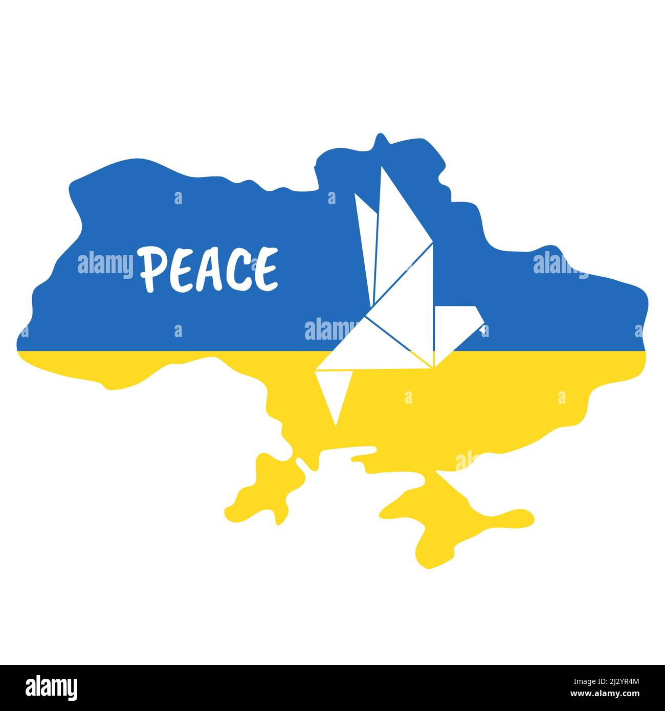 Peace concept Ukraine country map blue, yellow flag colors, paper ...