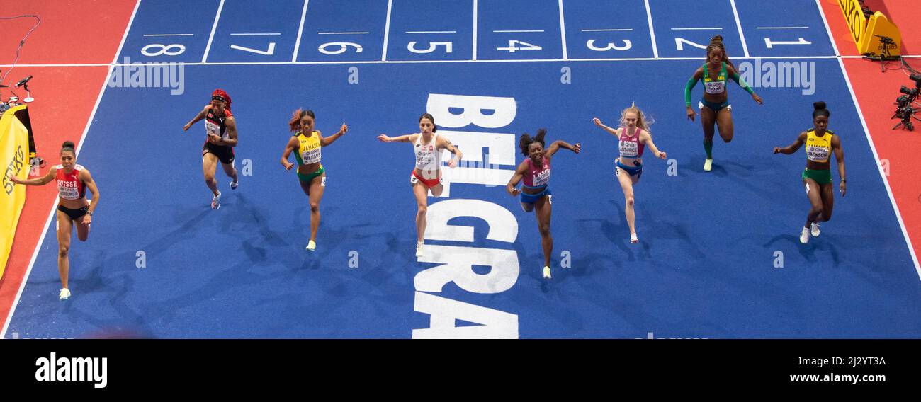 (L-R) Mujinga Kambundji, Michelle-Lee Ahye, Briana Williams, Ewa ...
