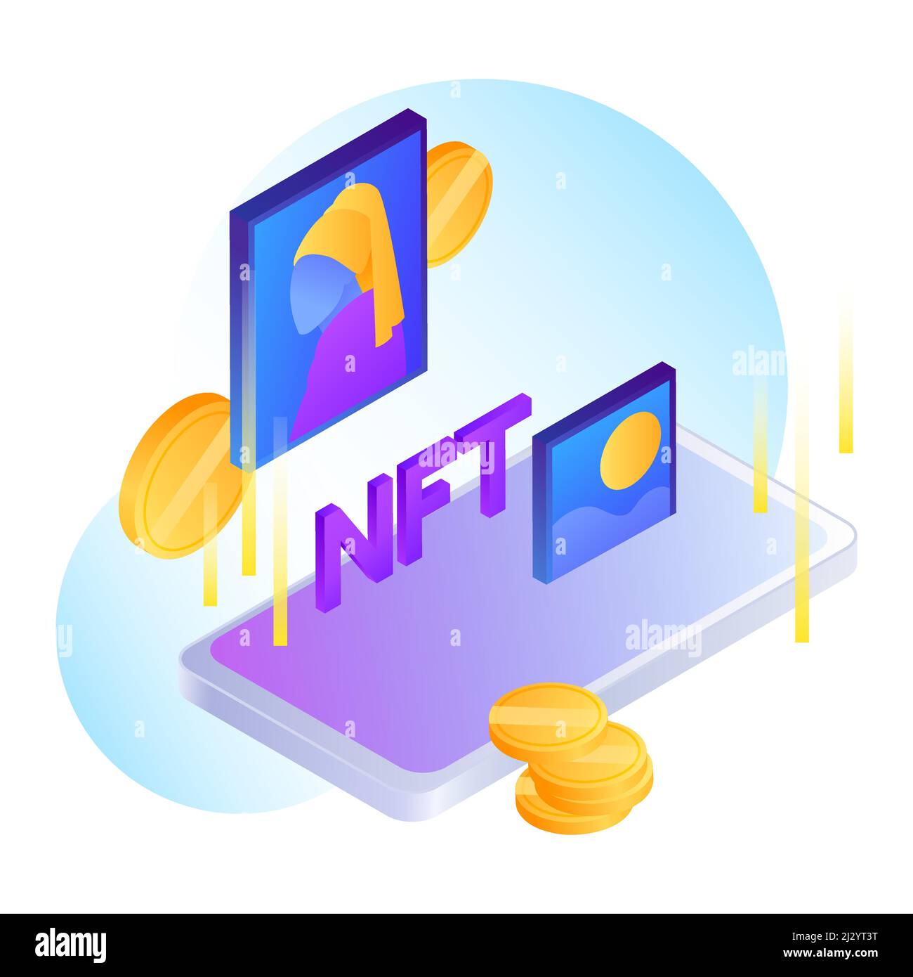New NFT marketplace. Creative Detailed Illustration. Vector ...