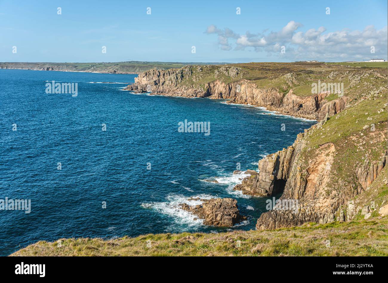 Picturesque coastal landscape at Lands End, Cornwall, England, UK Stock ...