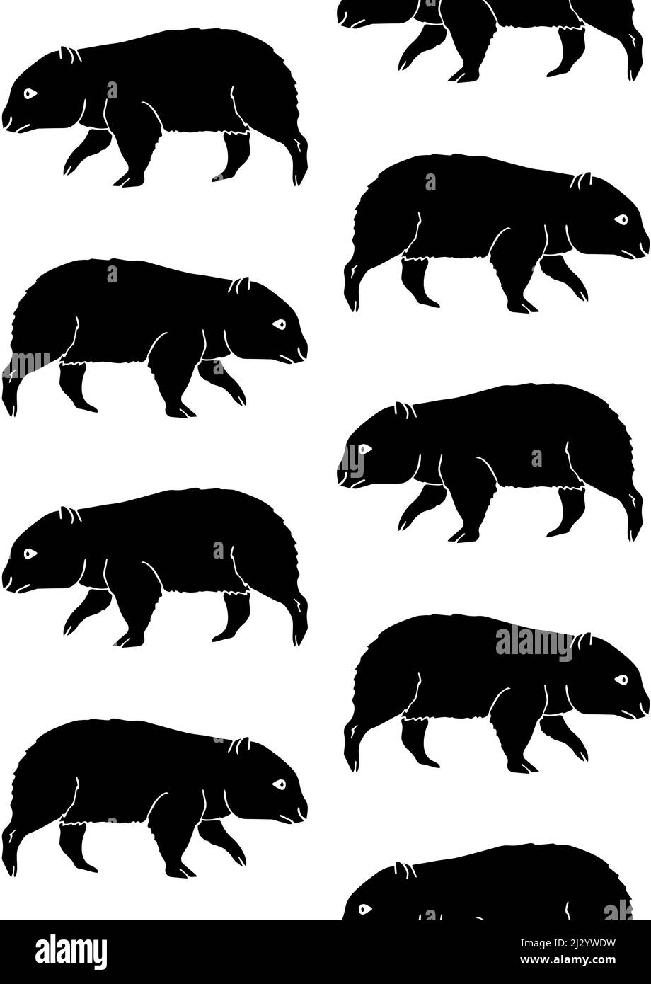 Vector seamless pattern of hand drawn doodle sketch black wombat ...