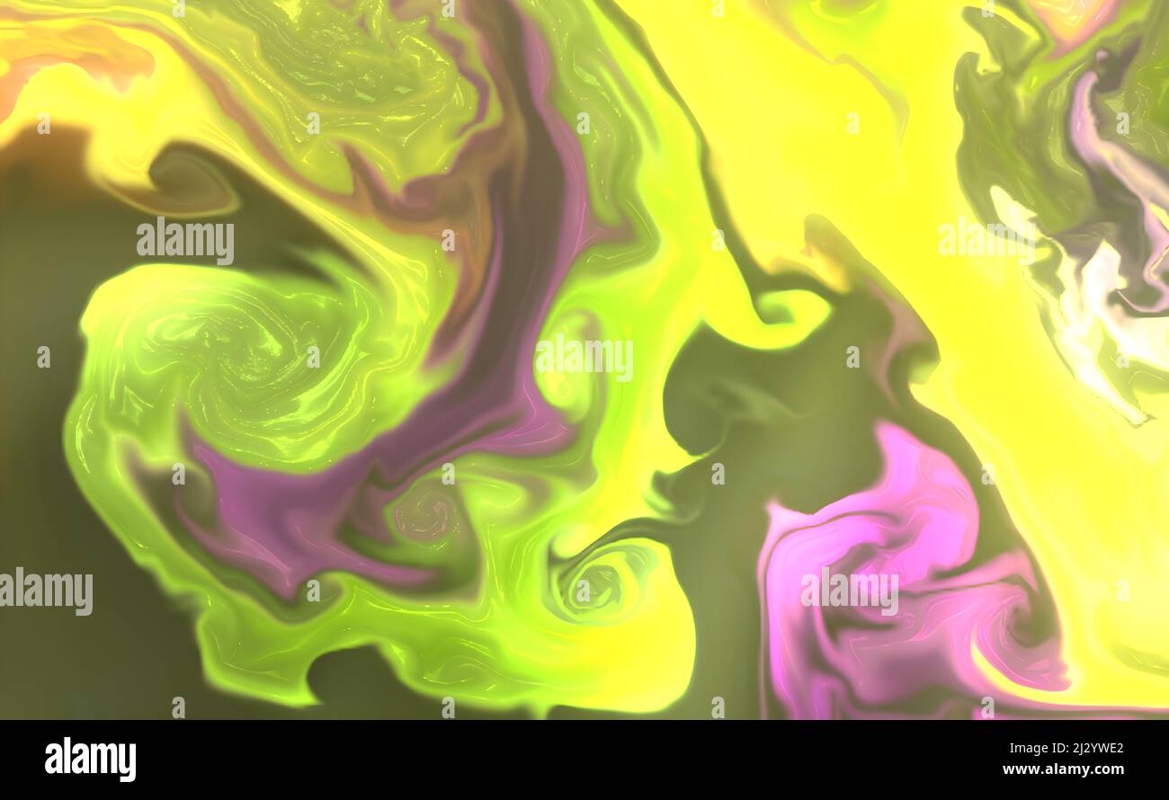 An abstract design of surfaces made of liquid acrylic colors and marble ...