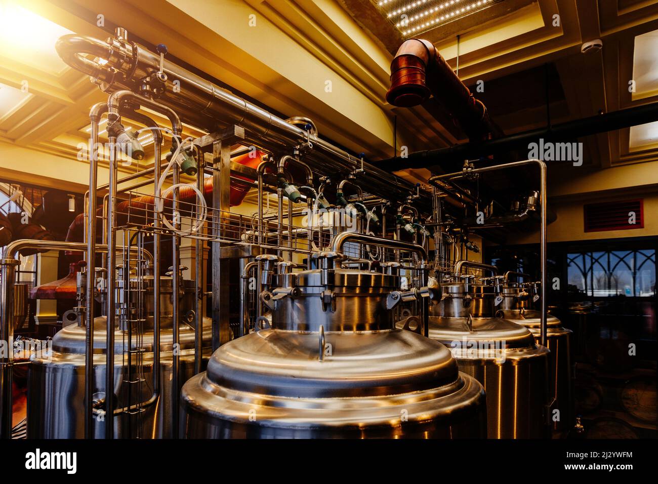 Private microbrewery. Craft beer production Stock Photo - Alamy