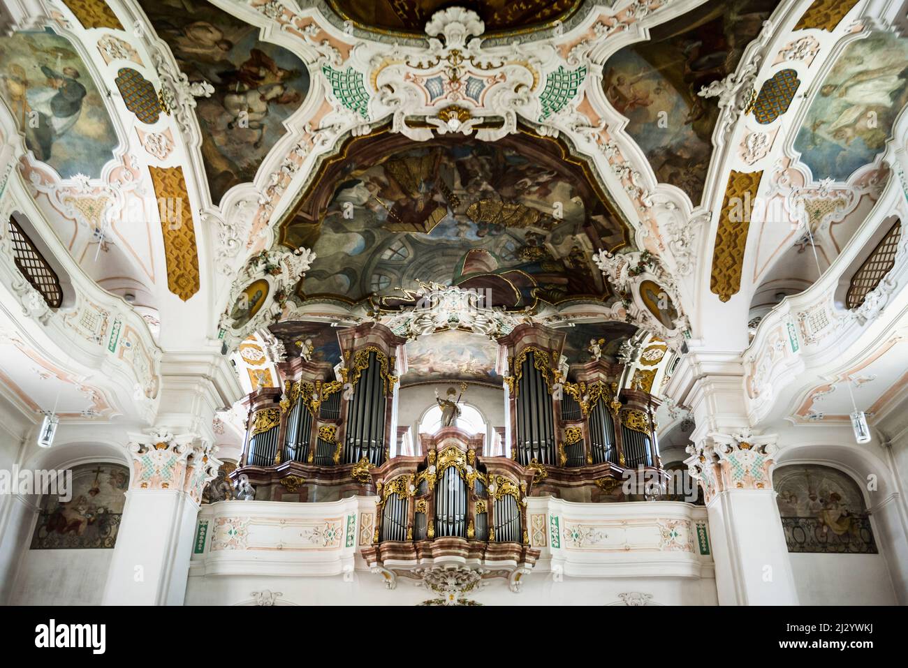 Interior view of St. Martin monastery church, Benedictine Archabbey of ...