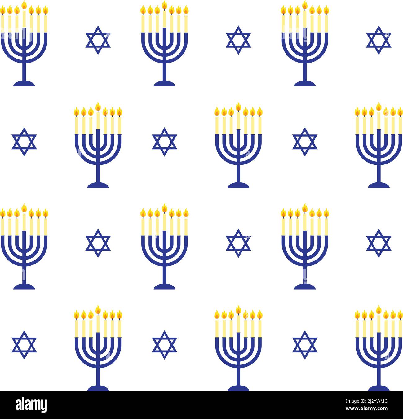 Vector seamless pattern of blue flat cartoon Hanukah candles and jewish ...