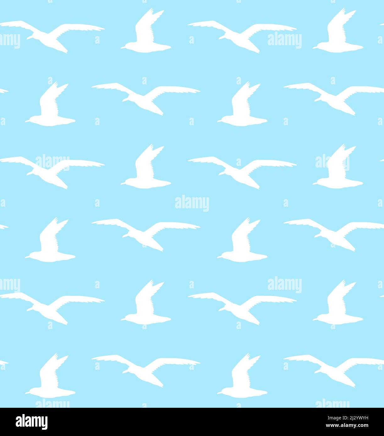Vector seamless pattern of white flying sea gull silhouette isolated on ...