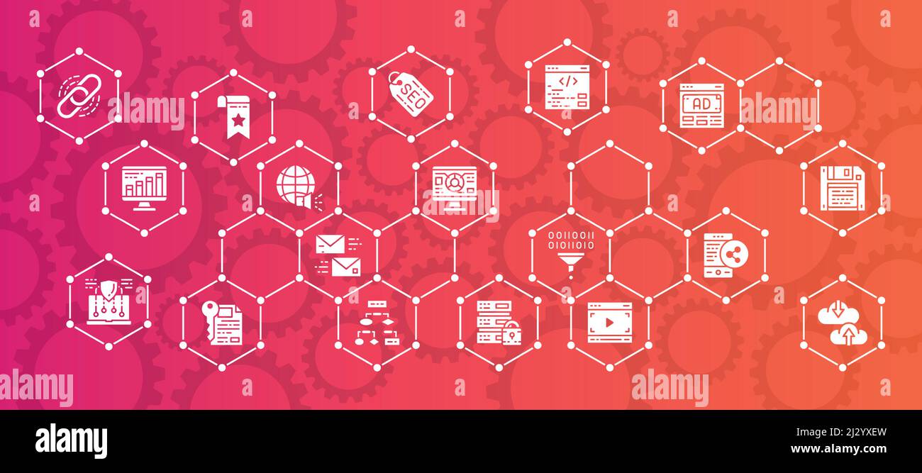 SEO website banner. Bookmark, Hosting, Hyperlink, Advertisement, Data ...