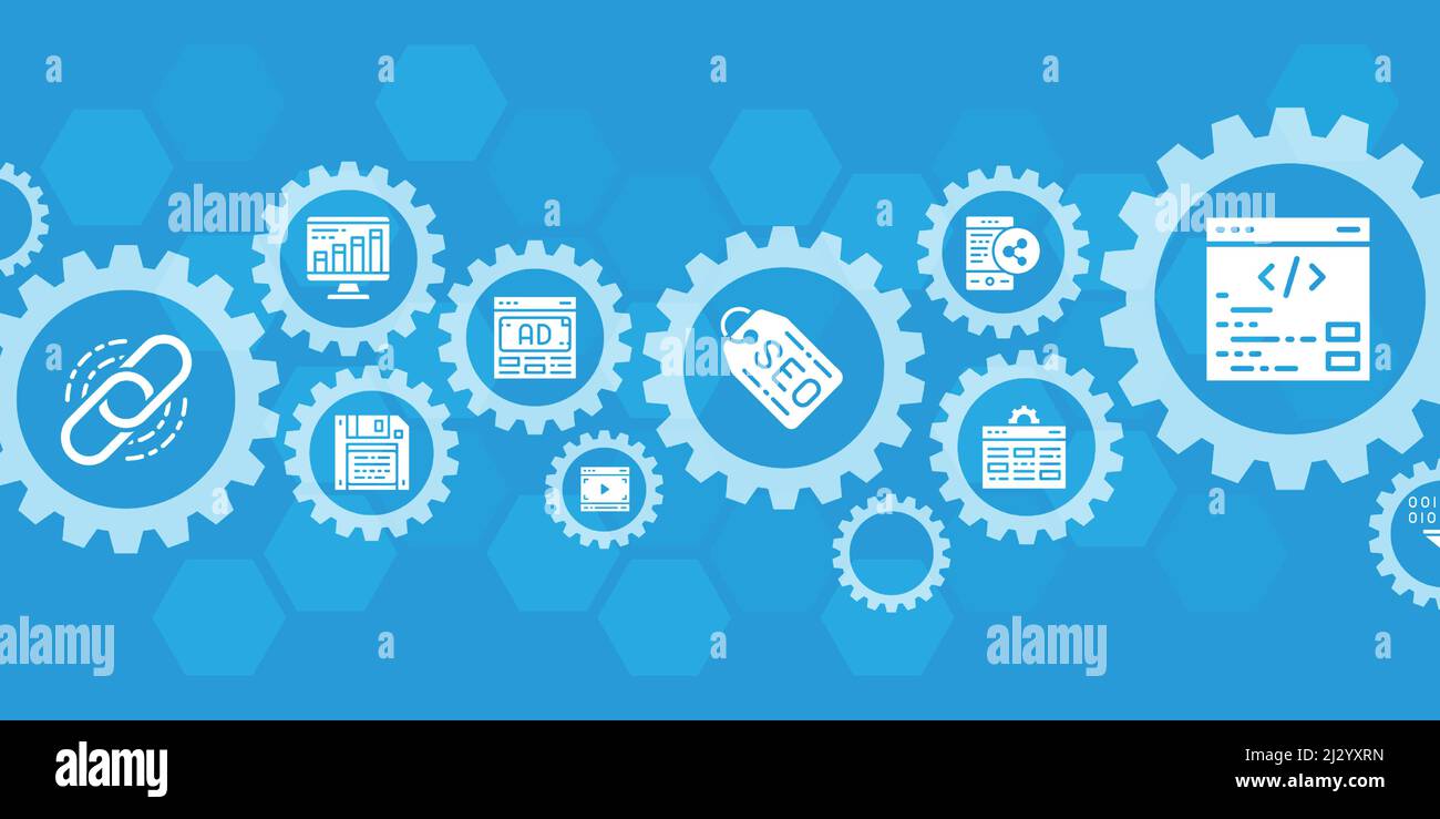 SEO website banner design template. Bookmark, Hosting, Hyperlink ...