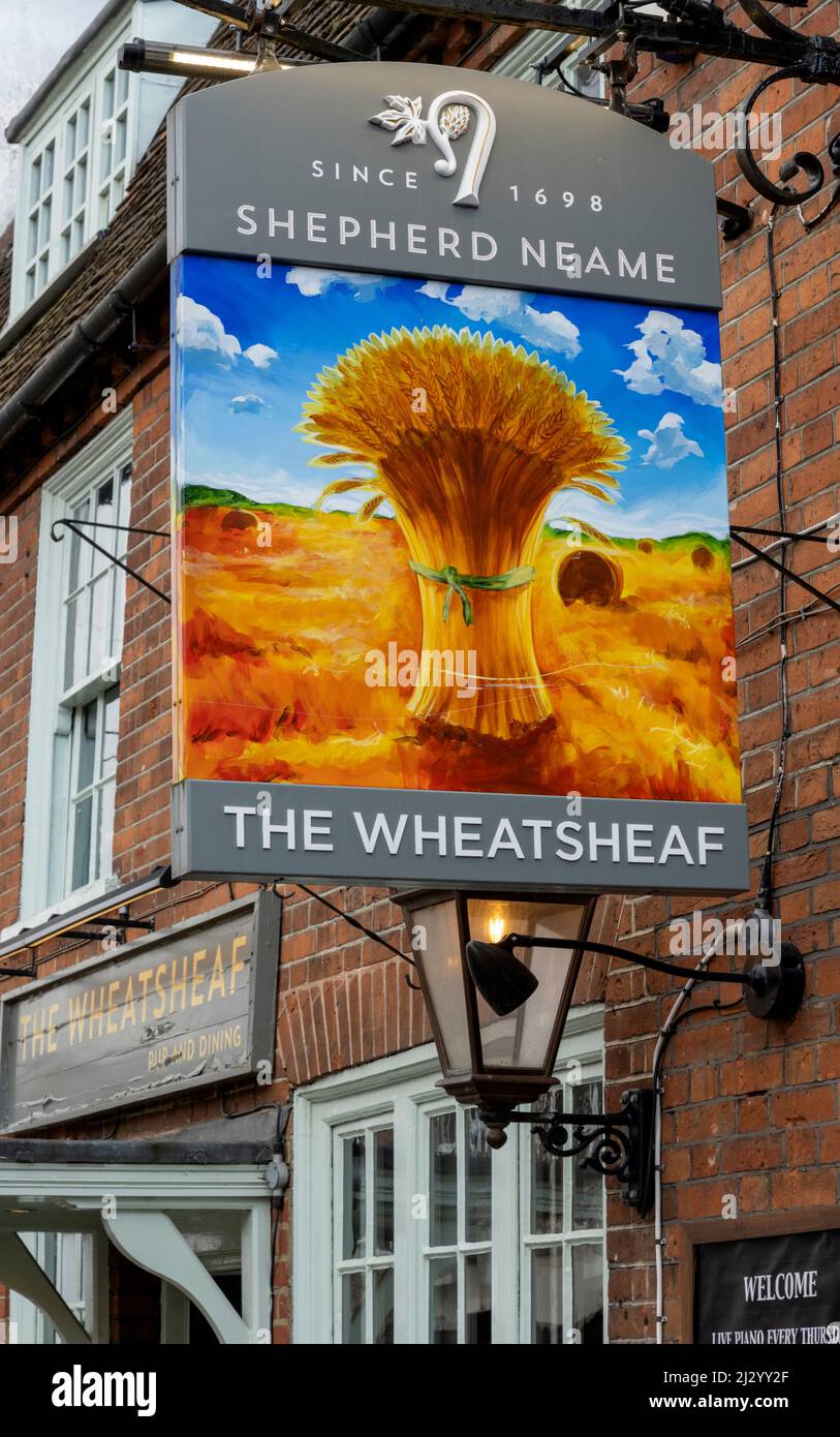 Traditional Hanging pub sign at The Wheatsheaf - a Shepherd Neame ...