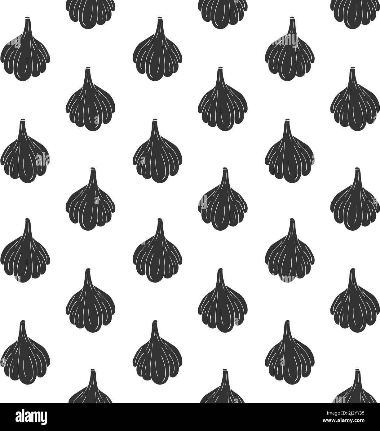Vector black seamless pattern of hand drawn sketch garlic isolated on ...