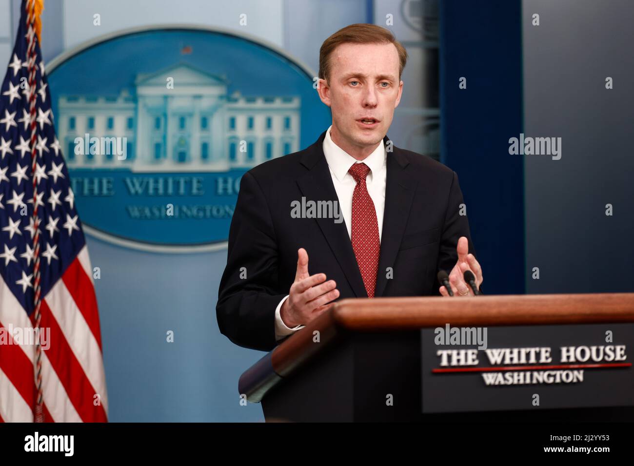Jake Sullivan, White House national security adviser, speaks during a ...