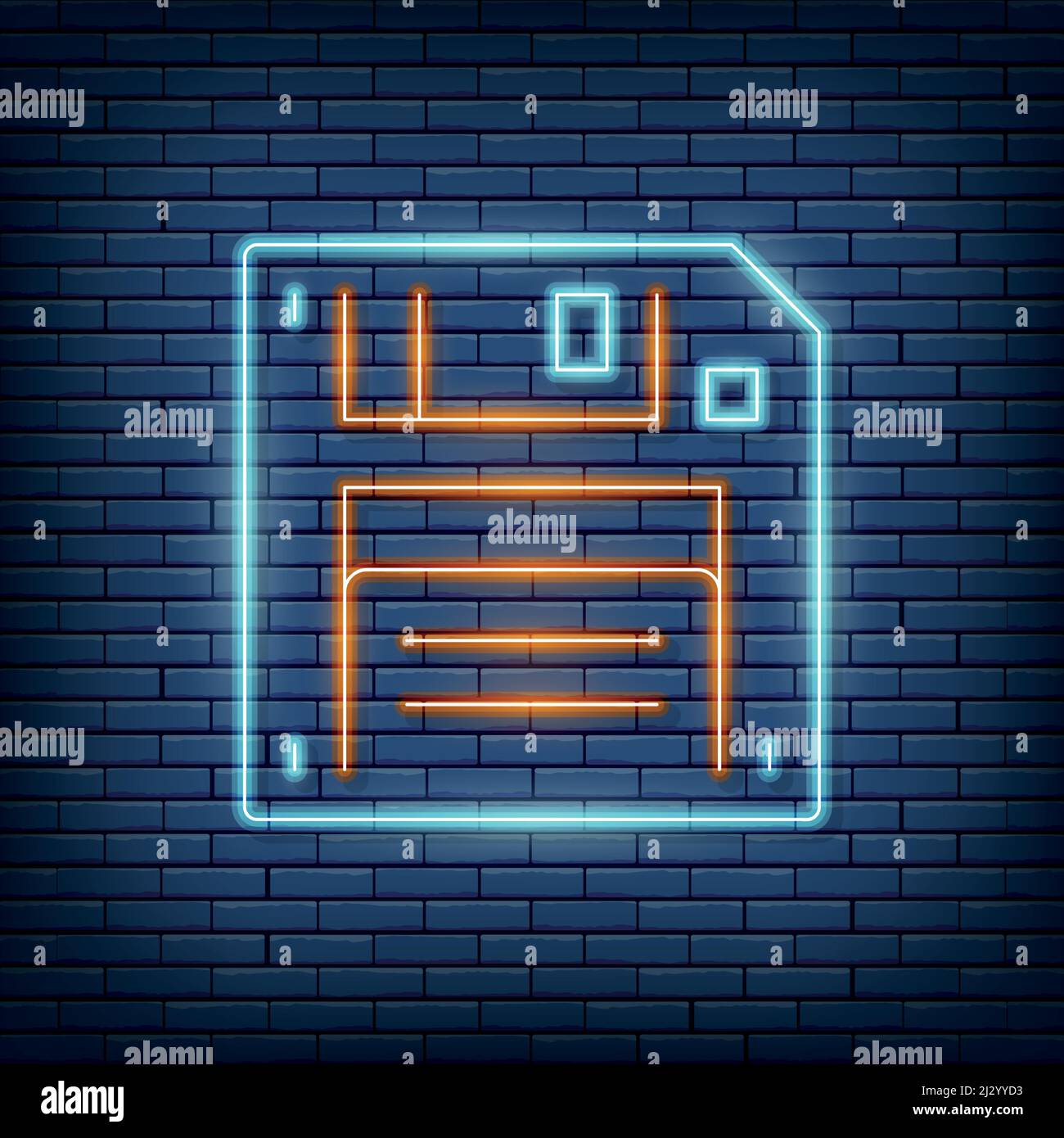 Vector save, diskette neon sign. Vector illustration in neon style ...