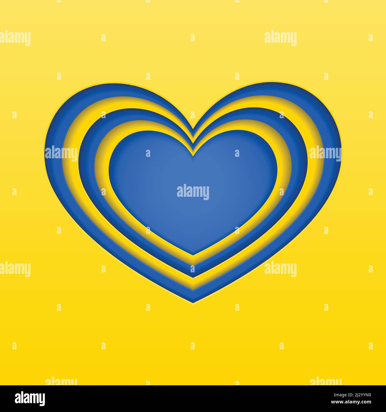 Yellow and blue cut paper heart background Stock Vector Image & Art - Alamy