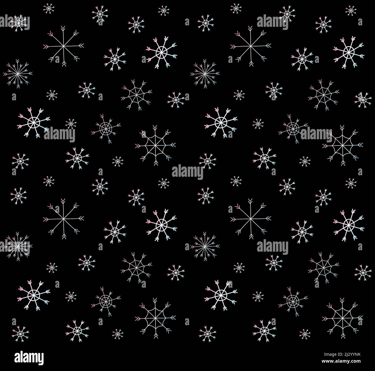 Vector seamless pattern of hand drawn holographic doodle snowflakes ...