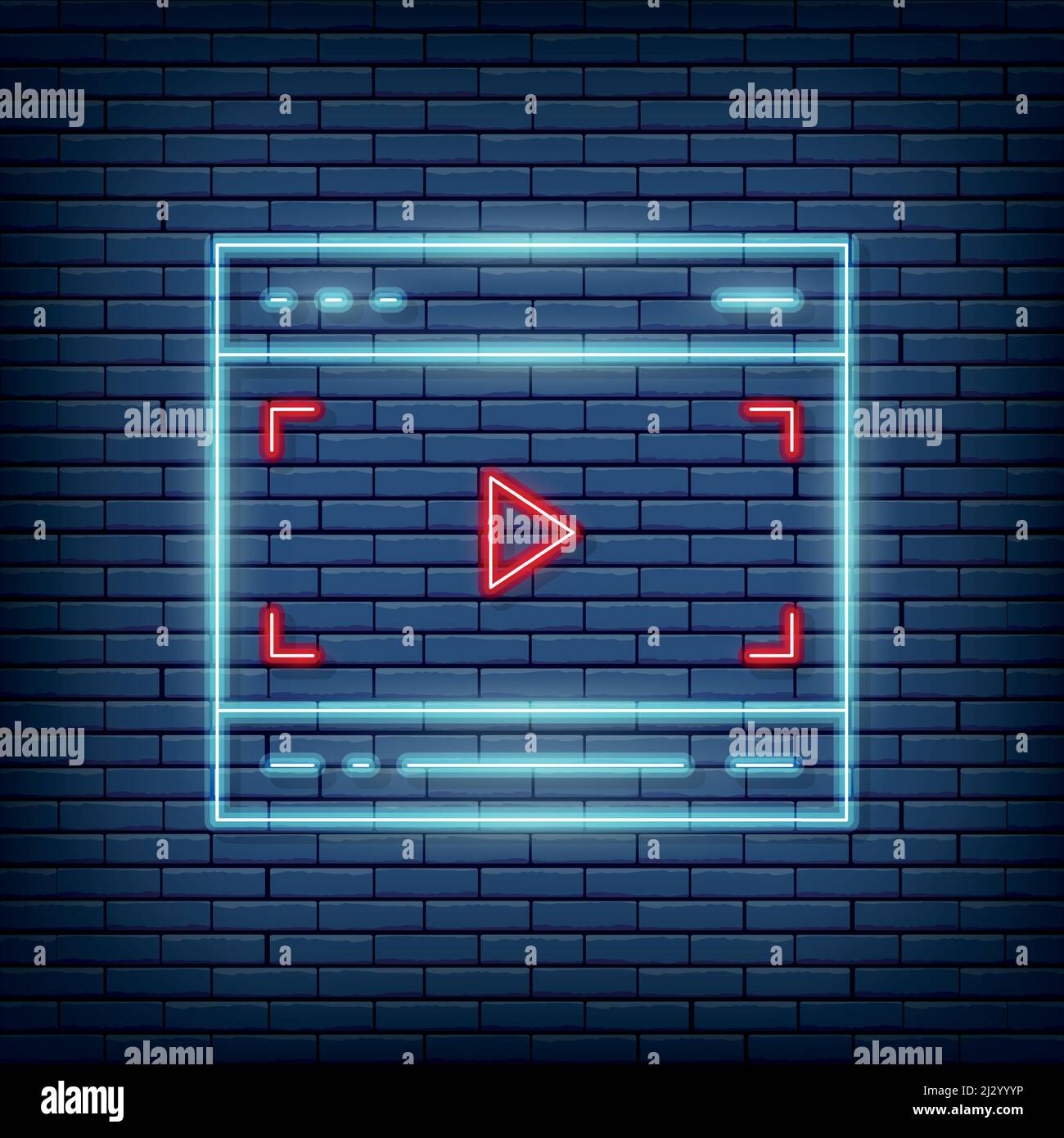 Vector video player, multimedia page neon sign. Vector illustration in ...
