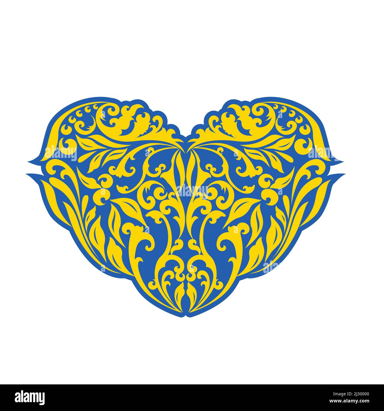 Floral heart shape yellow and blue Stock Vector Image & Art - Alamy