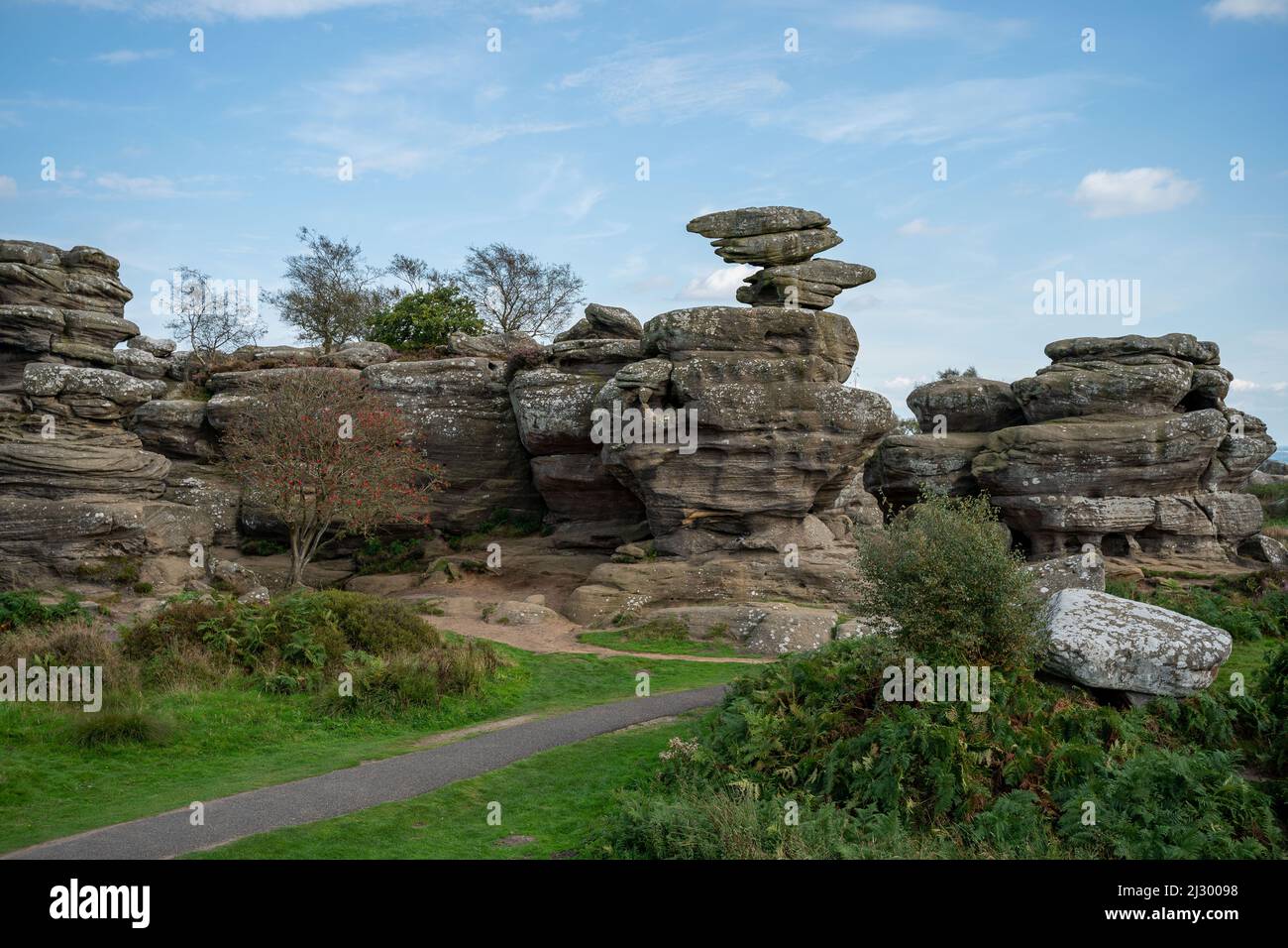 Rock formations in National Trust Brimham Rocks in UK Stock Photo - Alamy