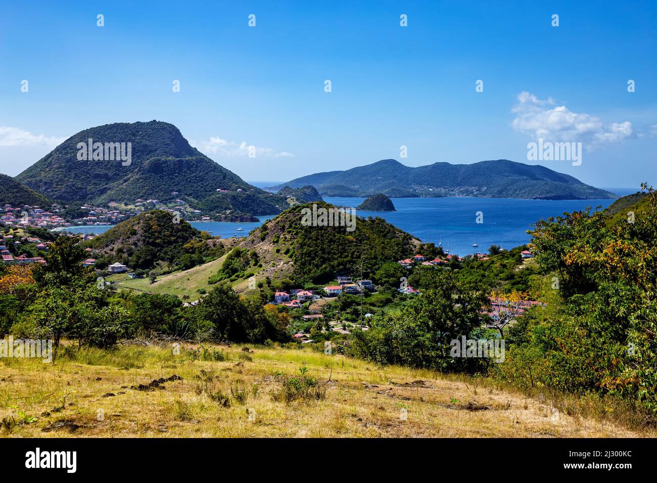 View from the Morne Morel hiking trail, Terre-de-Haut, Iles des Saintes ...