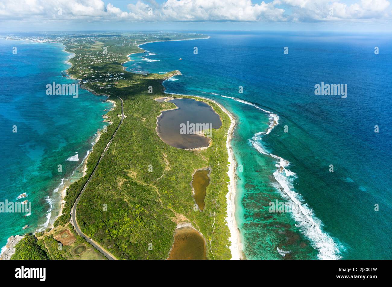 Aerial view of Grande-Terre, Guadeloupe, Lesser Antilles, Caribbean ...