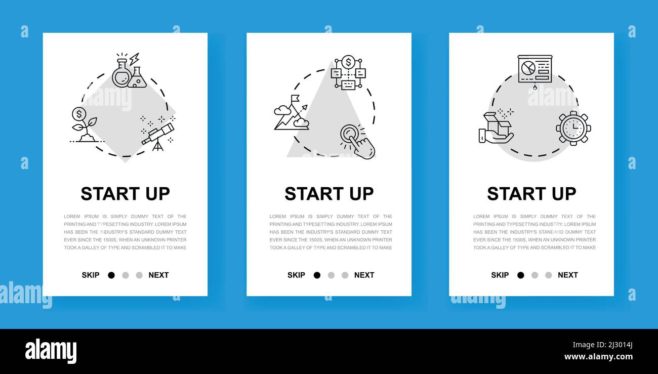 Start up vertical app screens. Web site design illustration. Time ...