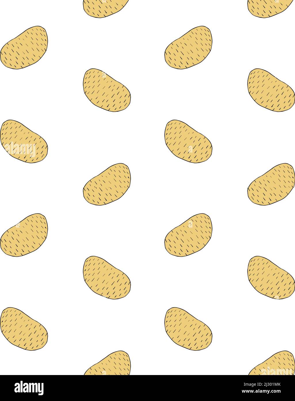 Vector seamless pattern of colored hand drawn sketch potato isolated on ...