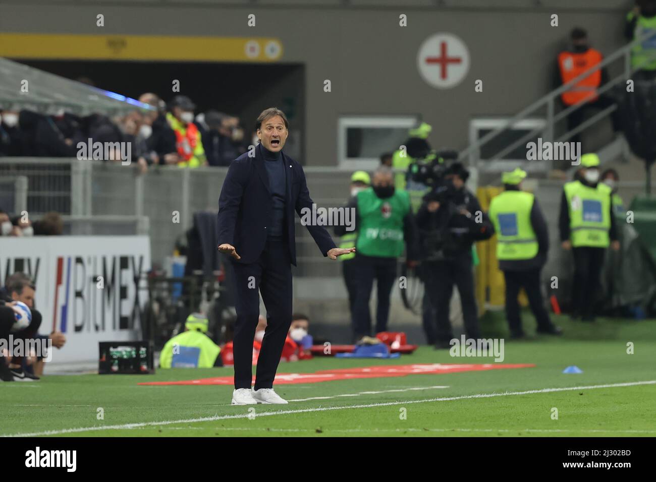 Miroslav Tanjga Vice Coach of Bologna FC reacts from the bench during ...