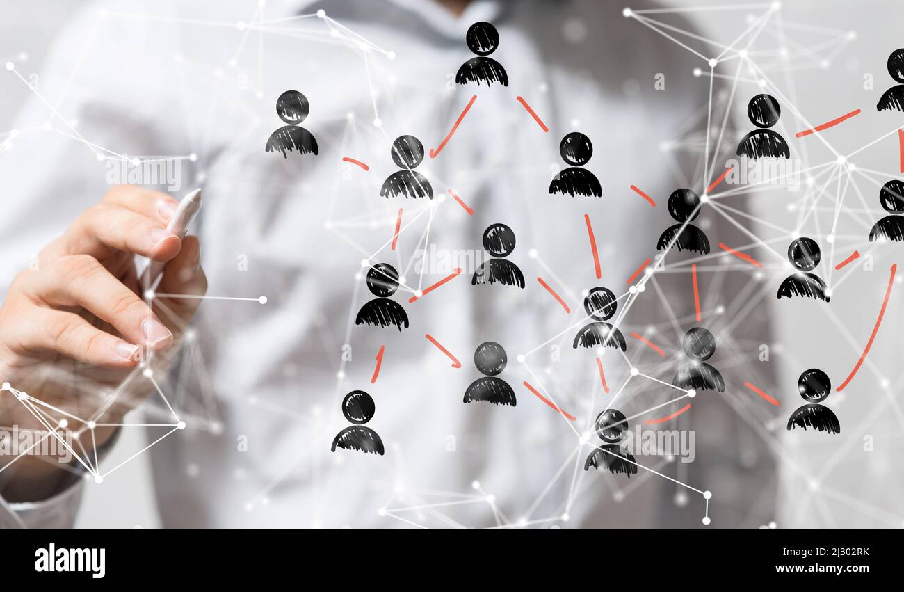 An illustration of organization chart team - network concept Stock Photo - Alamy