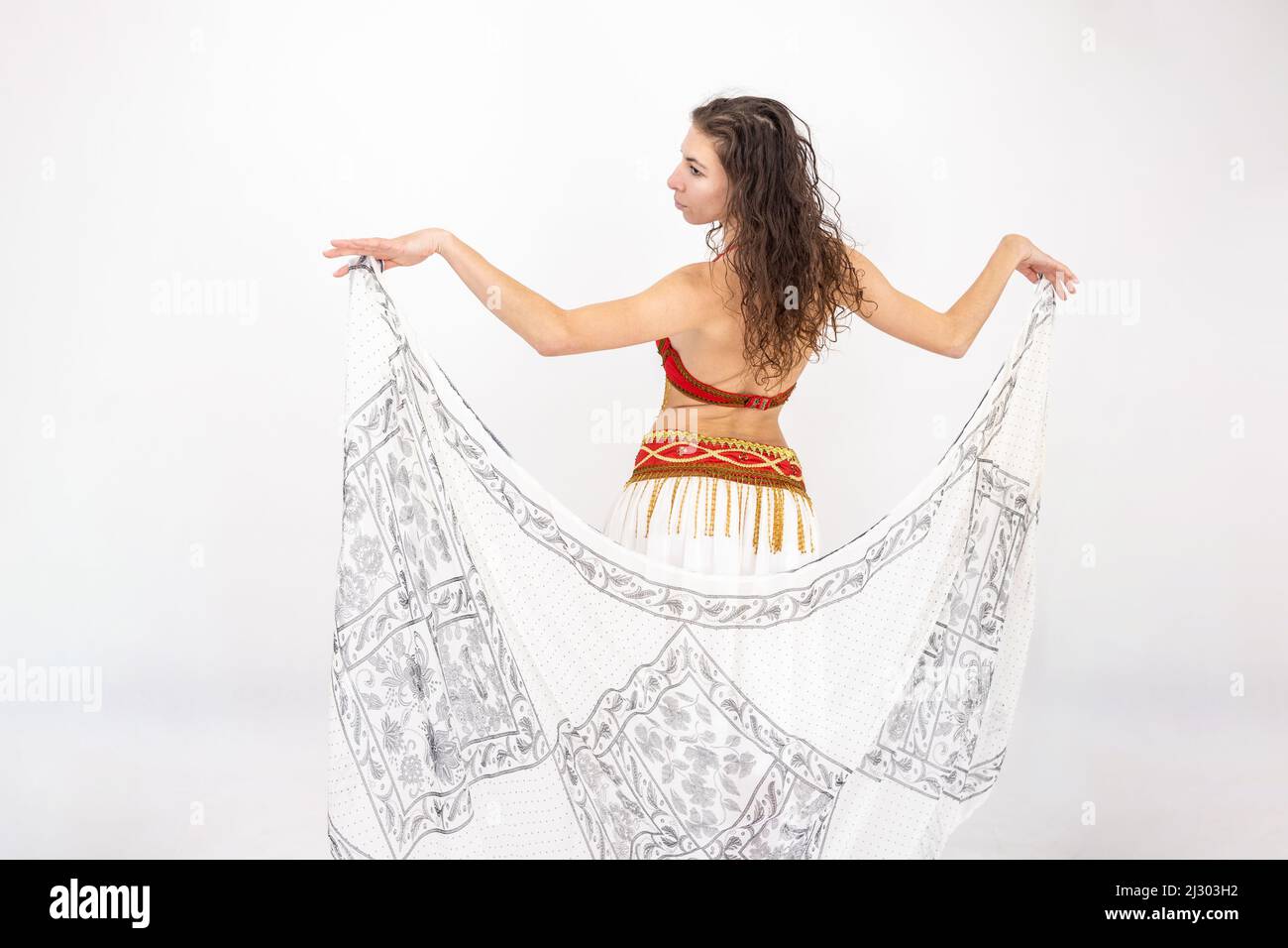 A Caucasian female dancer of Arabic dance in a studio Stock Photo - Alamy
