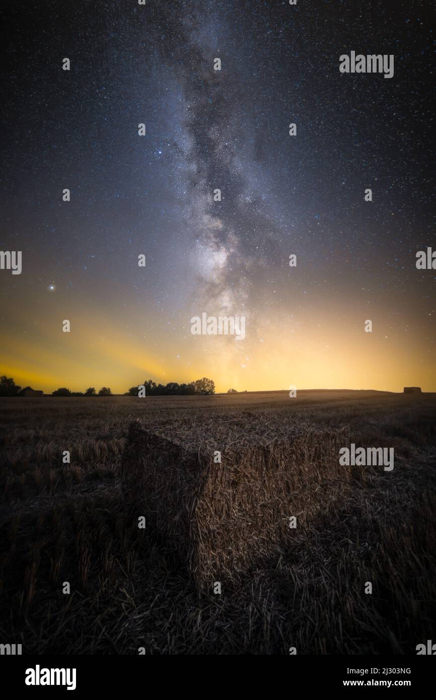 The Milky Way over the fields near Steinbach-Hallenberg, Thuringia ...