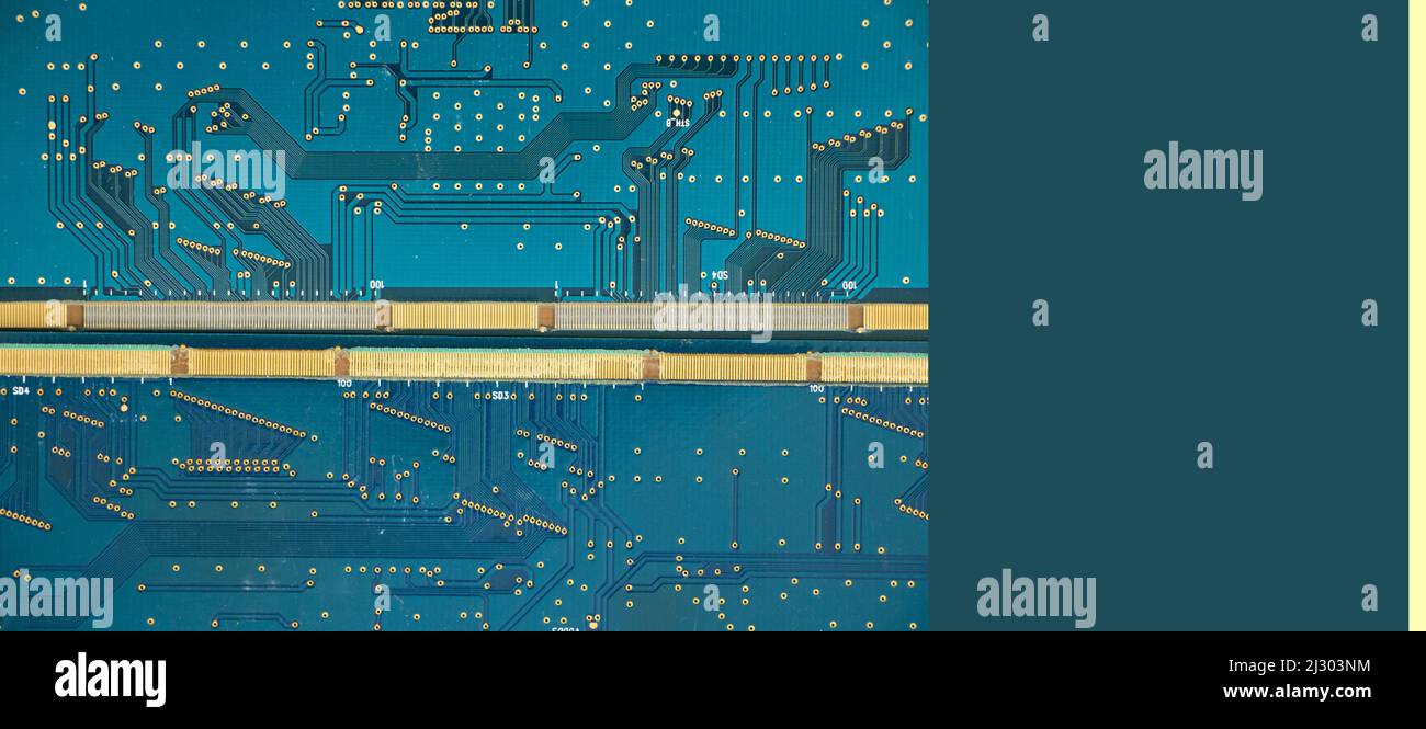 A closeup of an Electronic motherboard and isometric processor and ...