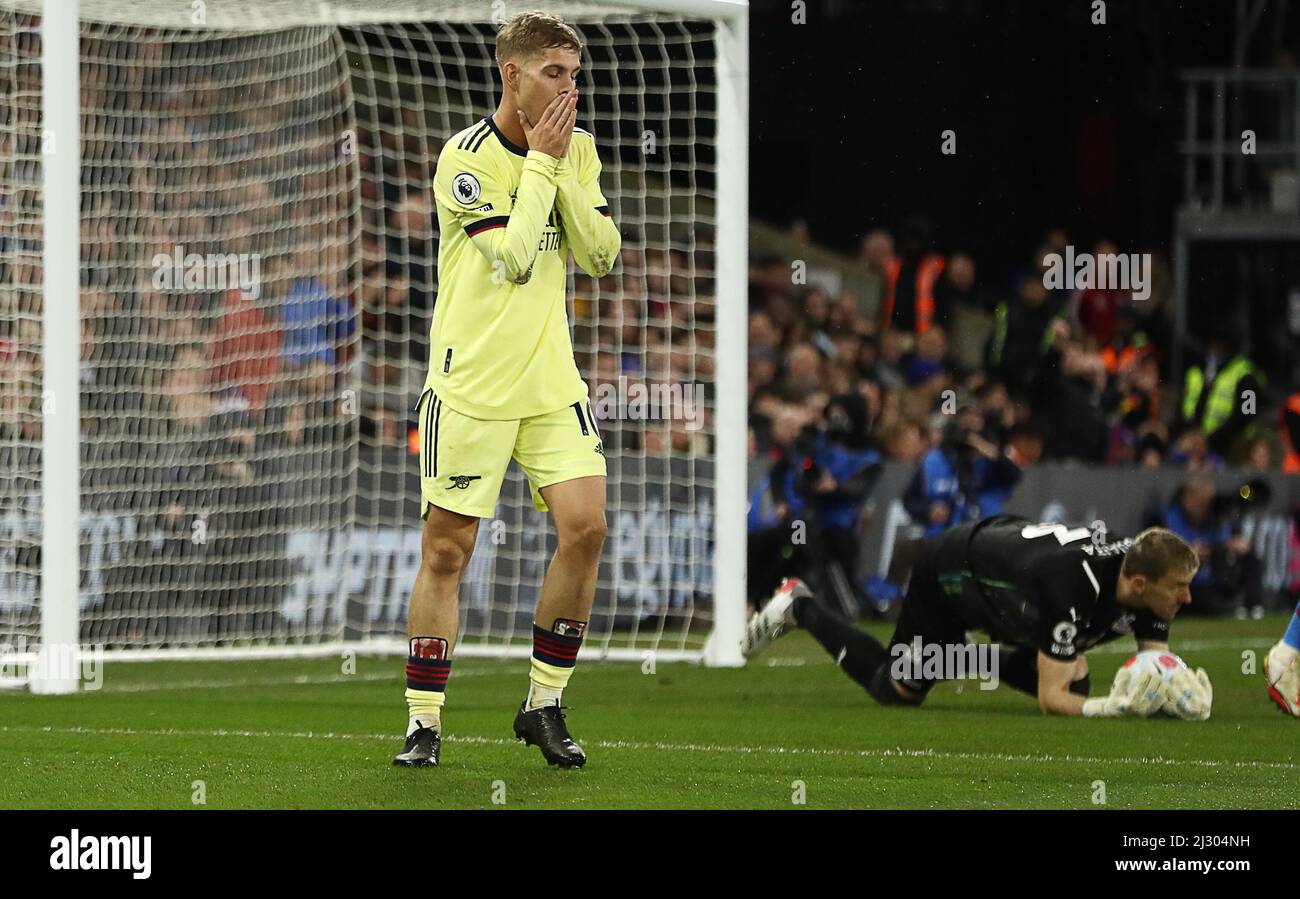 London, England, 4th April 2022. Emile Smith Rowe of Arsenal looks ...