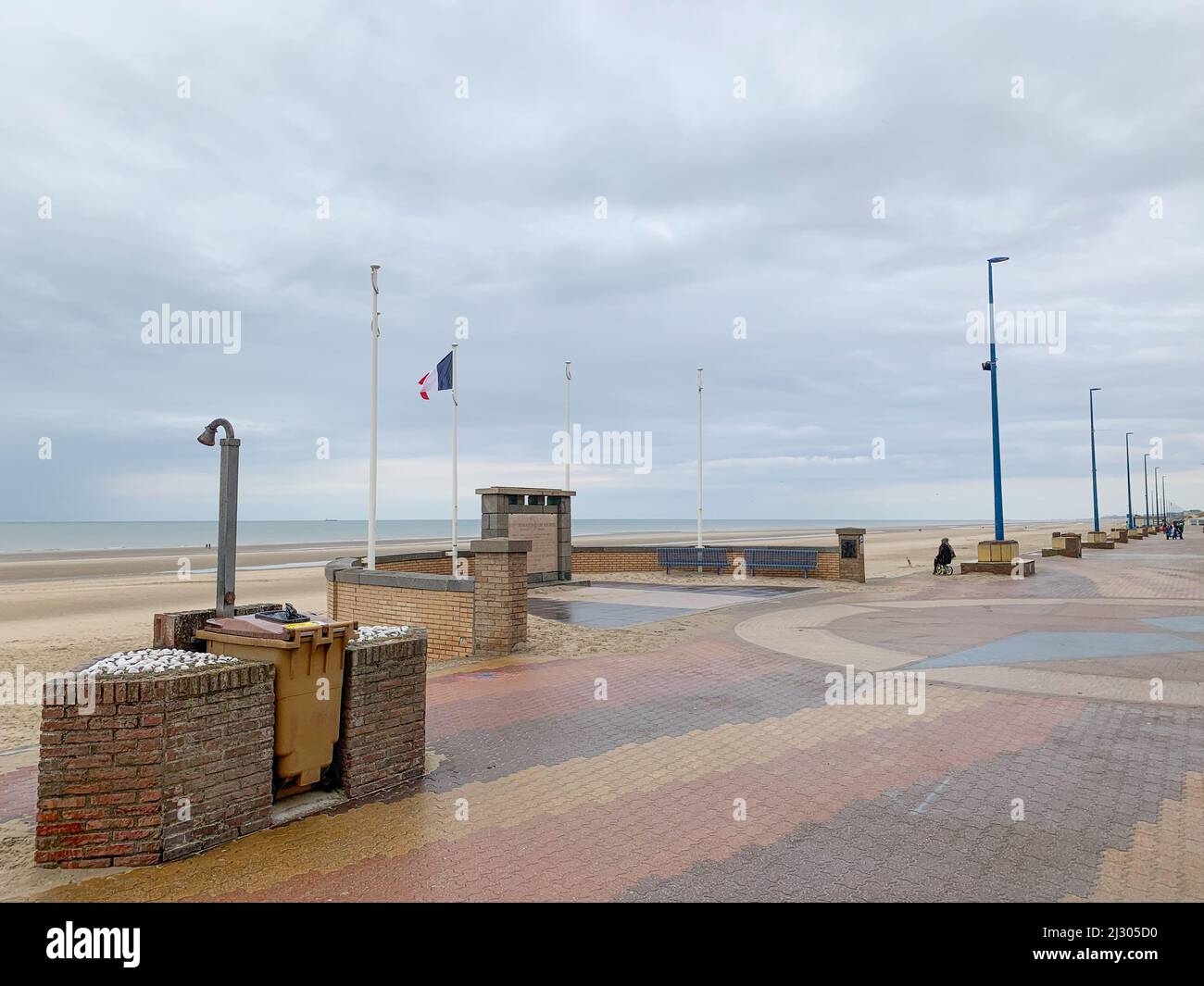 Seaside promenade, off-season view, Bray-Dunes, Nord, Hauts-de-France ...