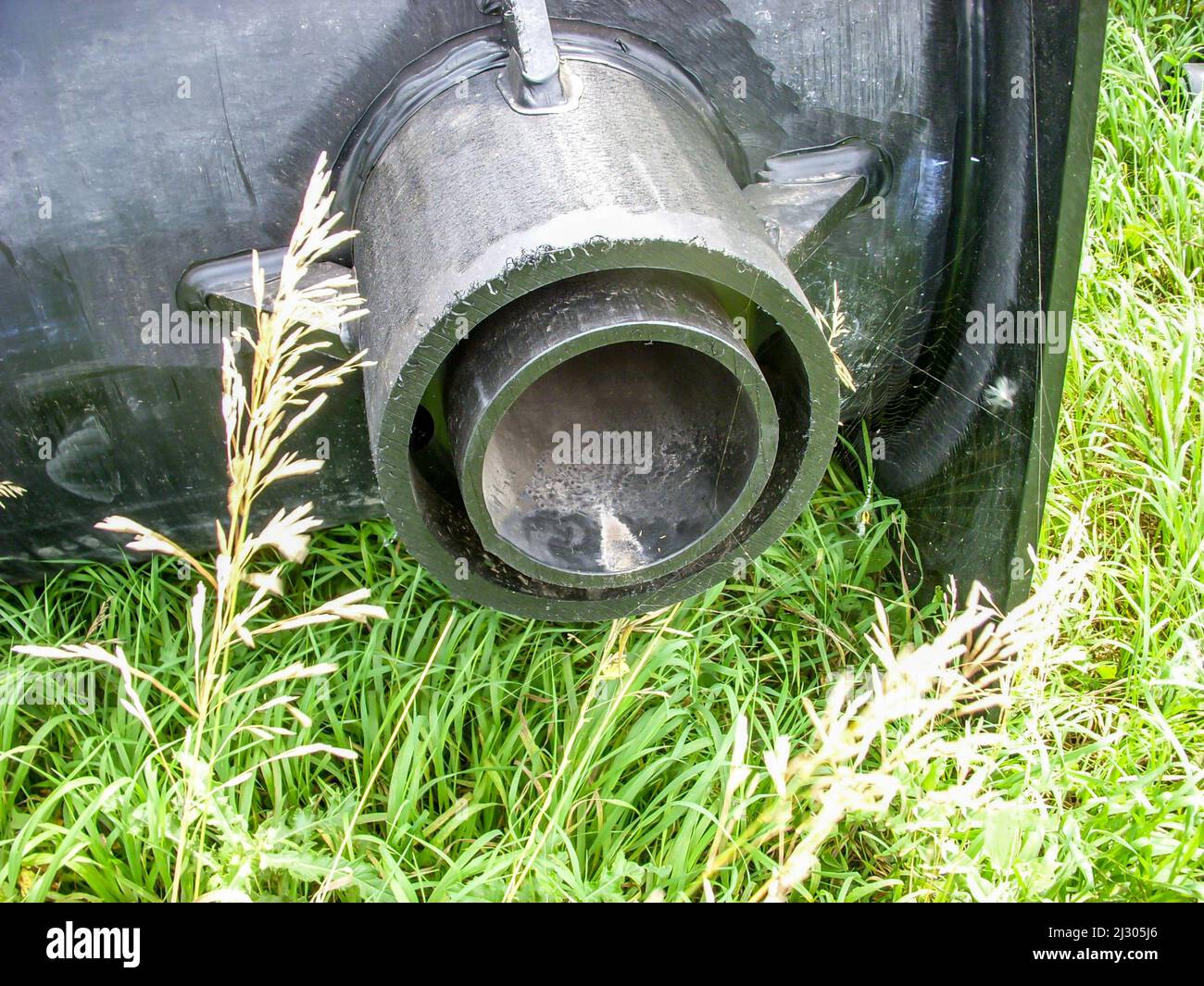 Dual walled HDPE manhole pipe connection point Stock Photo - Alamy