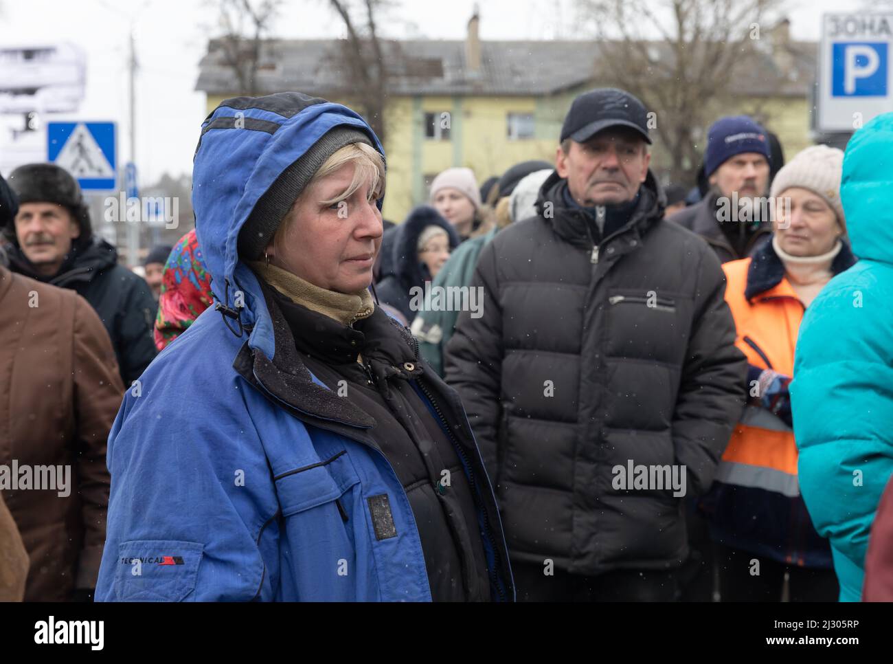 BUCHA, UKRAINE - Apr. 03, 2022: Kyiv Territorial Defense distributes ...