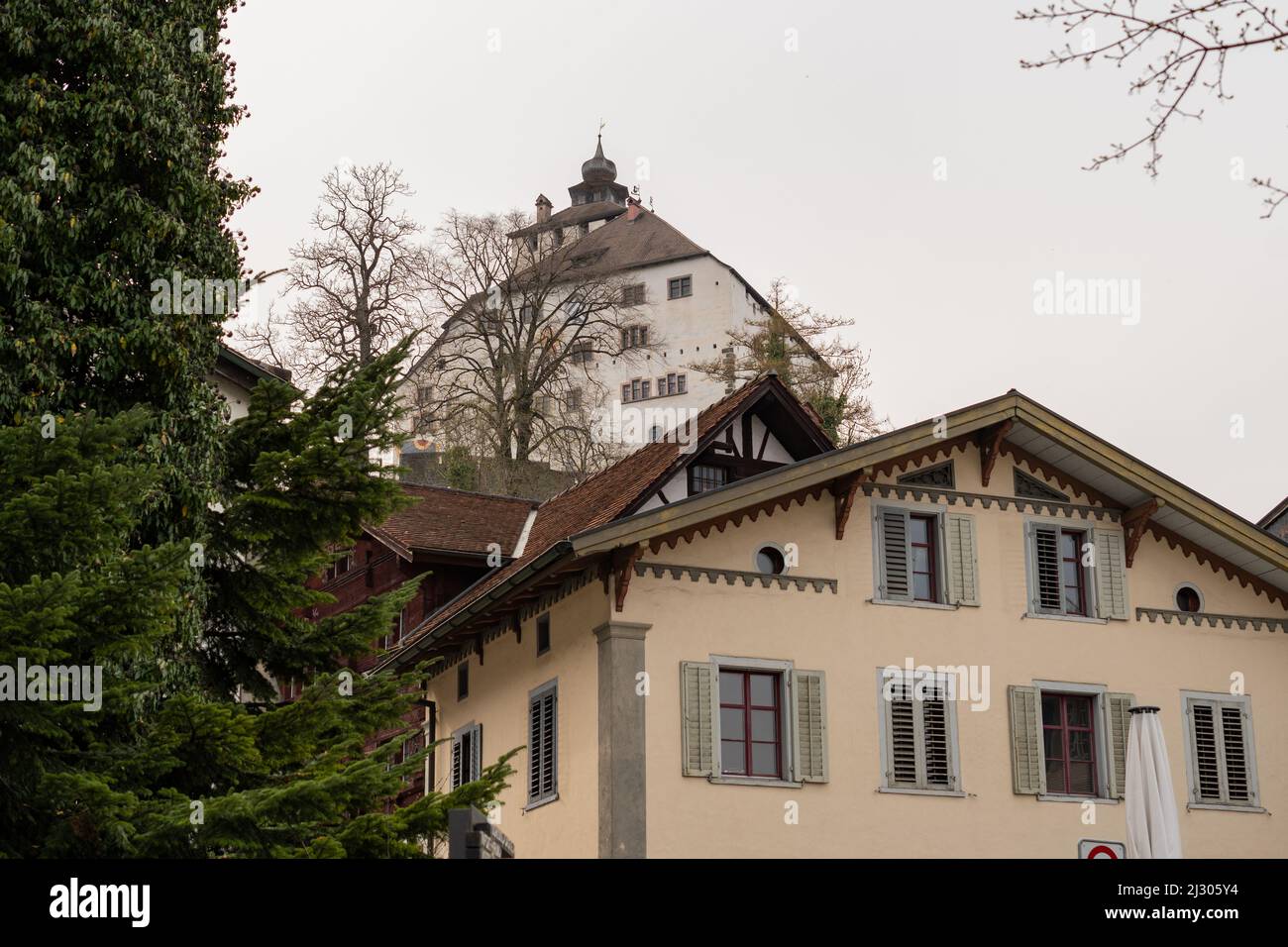 Werdenberg, Switzerland, March 29, 2022 Historic old castle on the top ...
